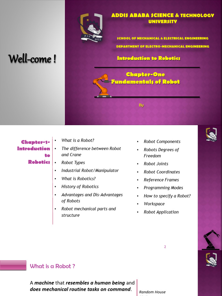 Robotics - Chapter - One Fundamentals of Robot | PDF | Robot | Robotics Robotics - Chapter - One Fundamentals of Robot | PDF | Robot | Robotics