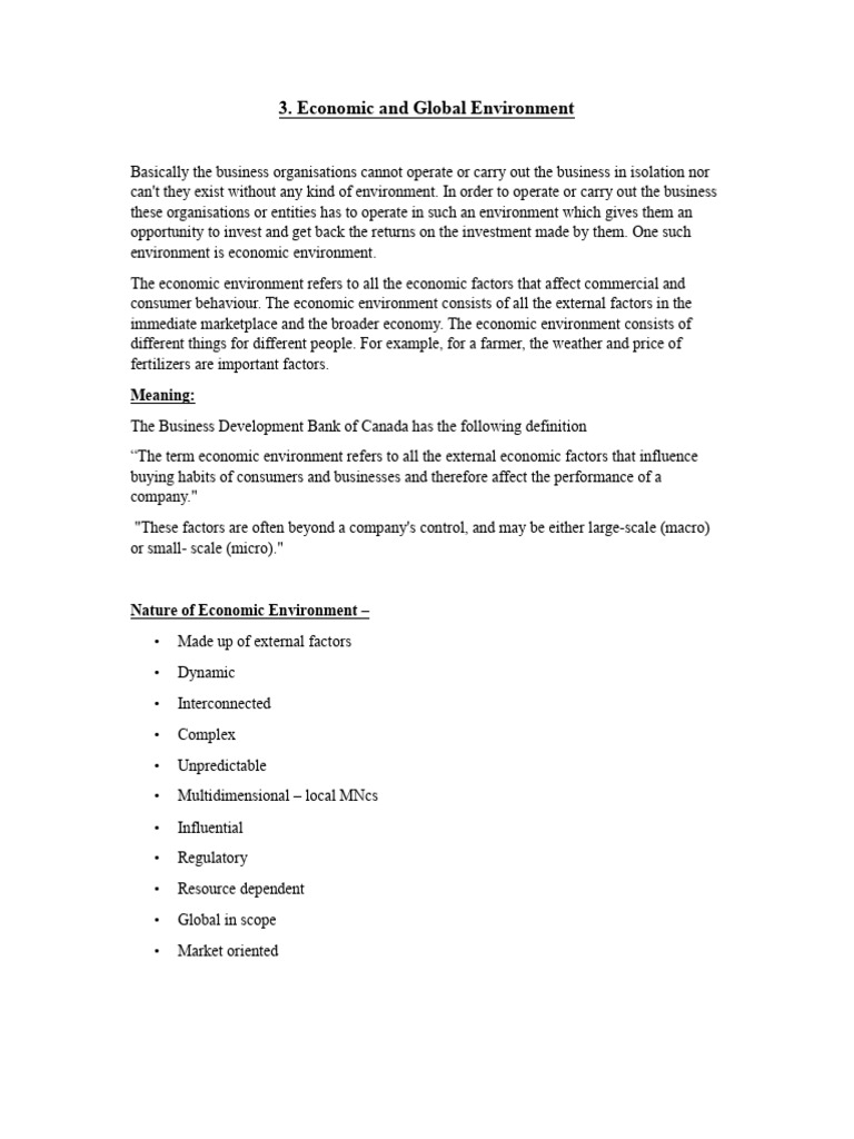 Business Environment 3rd Unit Notes | PDF | Macroeconomics | Economics