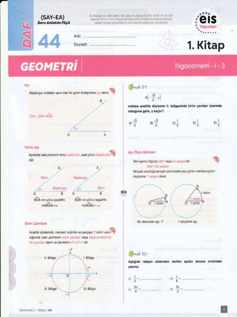 EIS YKS DAF Geometri 1 Kitap - 44 Fasikül - 231102 - 134726 | PDF