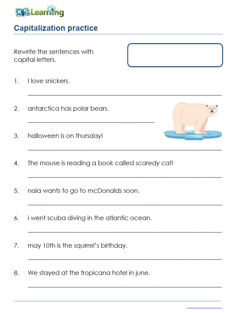 Grade 2 Capitalization Worksheet | PDF | Language Arts & Discipline ...