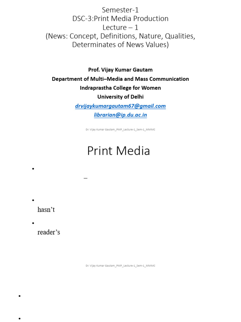 L1 VKG SEM-1 MMMC PMP-Unit-1 | PDF | Newspapers | News