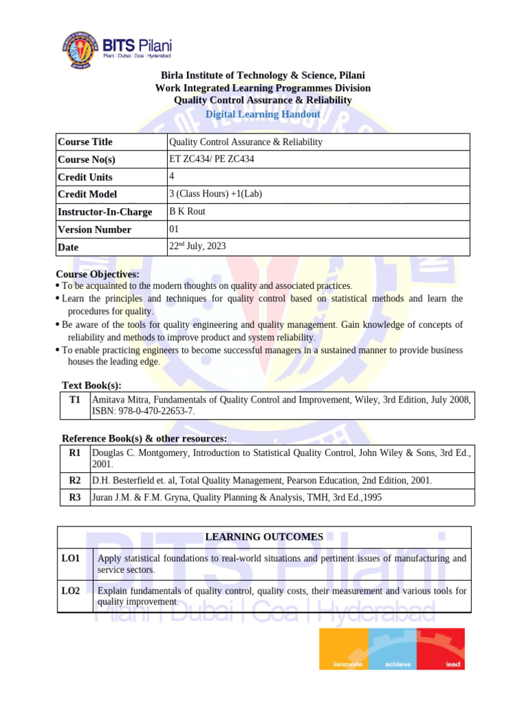 Et ZC434 Course Handout | PDF | Statistics | Sampling (Statistics) Et ZC434 Course Handout | PDF | Statistics | Sampling (Statistics)