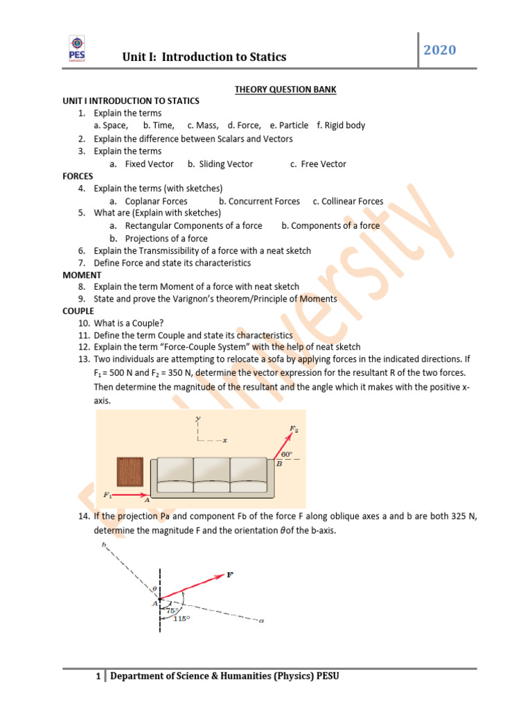Mechanics Unit1 Questionbank Solutions | PDF | Force | Euclidean Vector