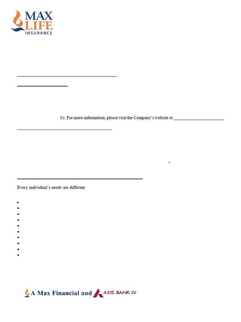 Max Life Smart Total Elite Protection Plan | PDF | Insurance ...