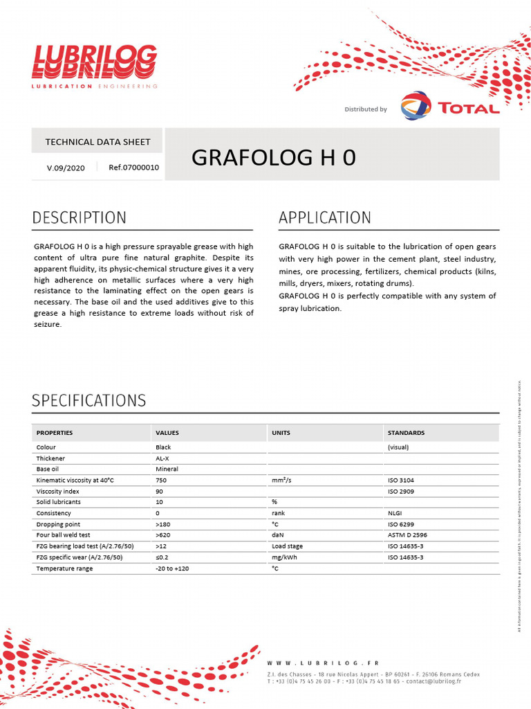 TDS Lubrilog Grafolog-H-0 Gir en | PDF | Chemical Substances ...