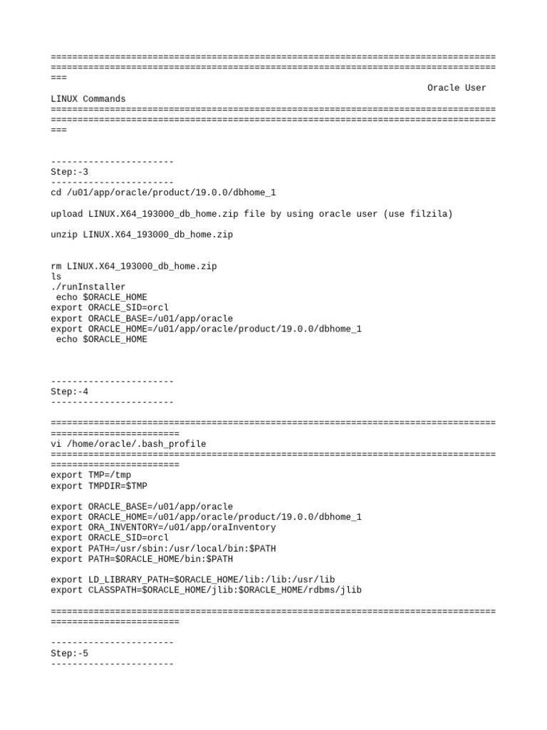 Oracle 19c Installation Commands | PDF | Computers