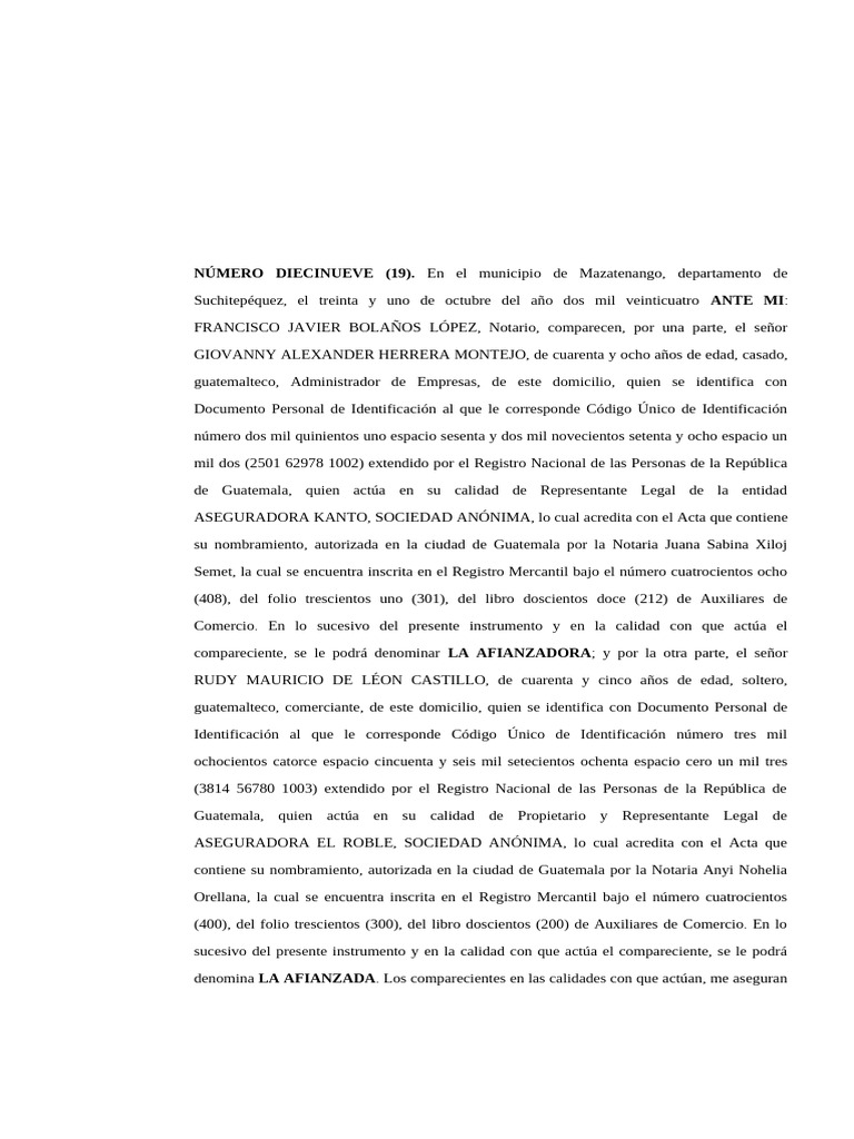 23 Contrato de Reafianzamiento | PDF | Póliza de seguros | Guatemala