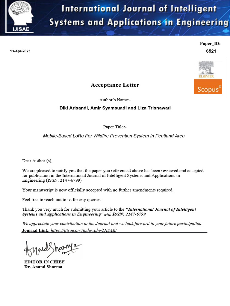 Acceptance Letter for Research Paper | PDF