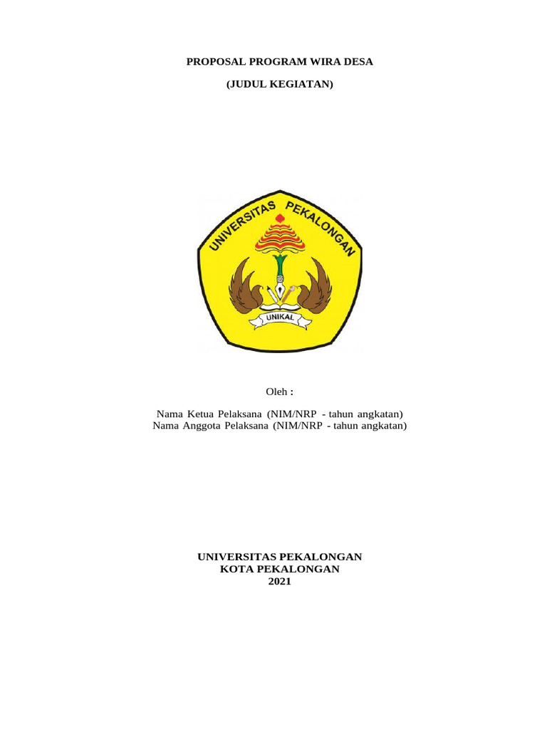Proposal Program Wira Desa 2021 | PDF