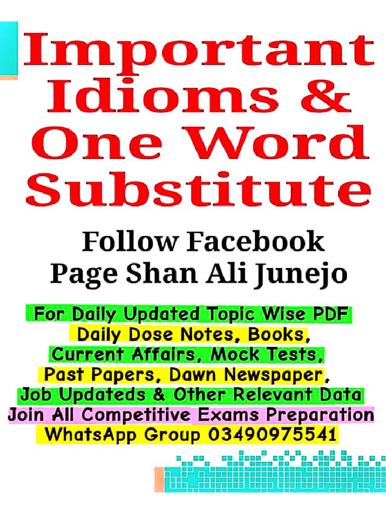 Idioms & One Word Substition | PDF