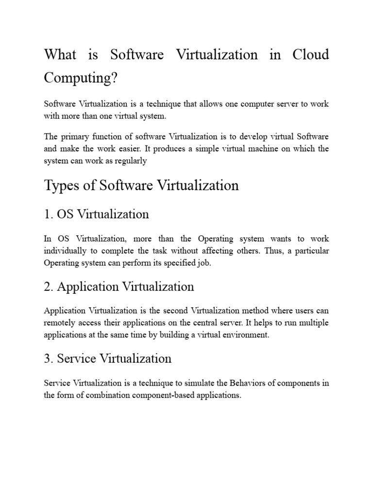 4 What Is Software Virtualization in Cloud Computing | PDF | Virtualization | Computer Data Storage