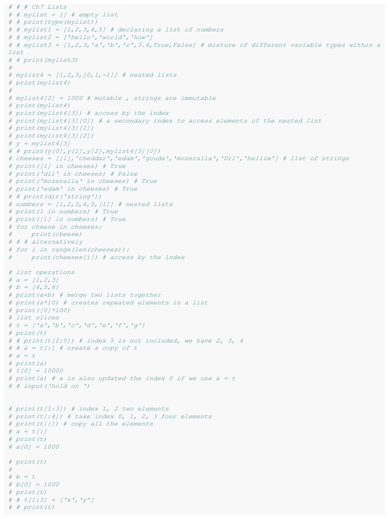 Ch7 Lists | PDF | Programming Paradigms | Computer Programming