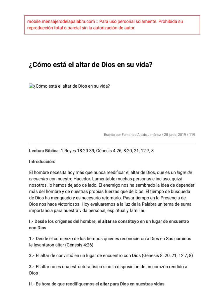 ¿Cómo Está El Altar de Dios en Su Vida | PDF | Libros de reyes | Creencia religiosa y doctrina