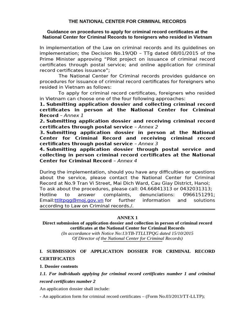 Vietnam Criminal Record Guide | PDF | Criminal Record | Passport