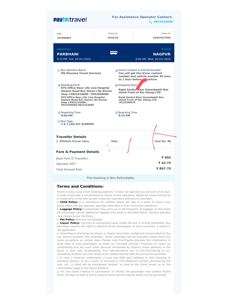 Parbhani Nagpur: Departure Arrival | PDF | Bus | Identity Document