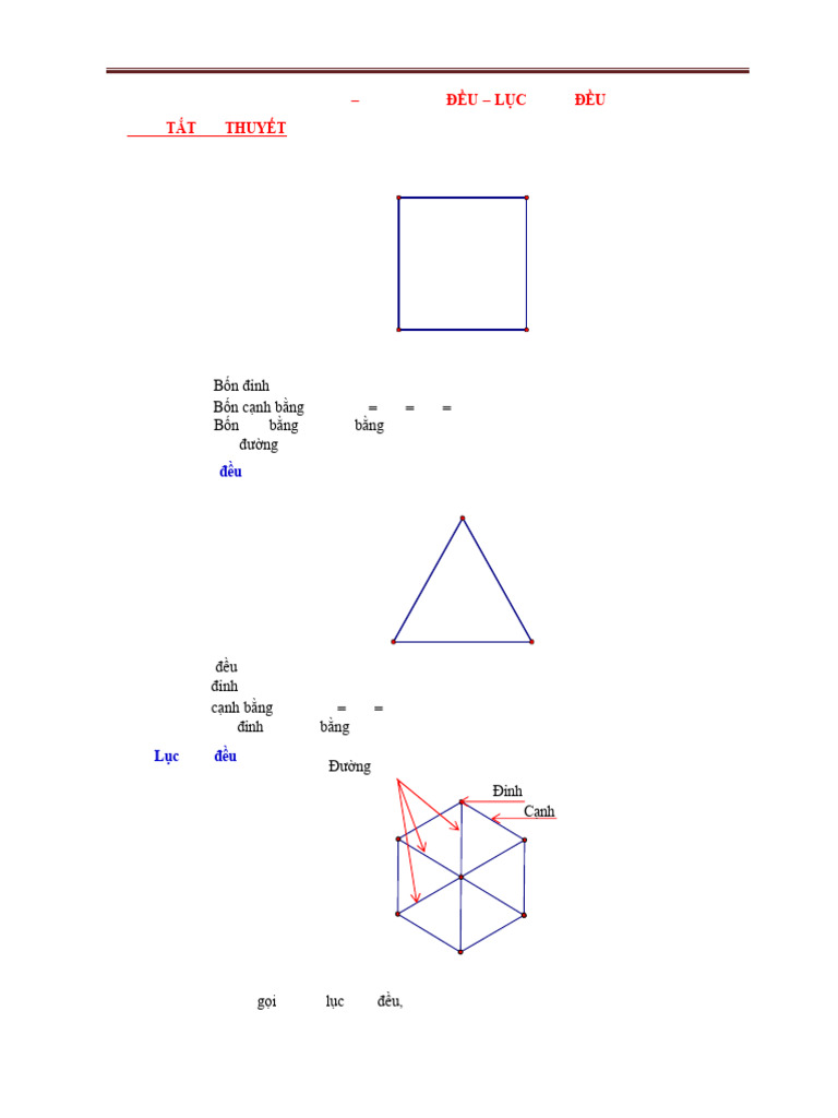 Tom Tat Ly Thuyet Va Bai Tap Trac Nghiem Hinh Tam Giac Deu Hinh Vuong Hinh Luc Giac Deu | PDF