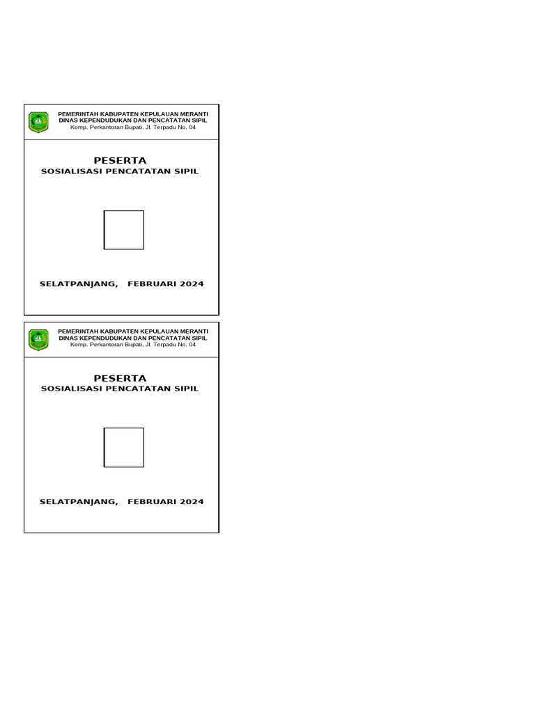 Format Peserta Nametag | PDF