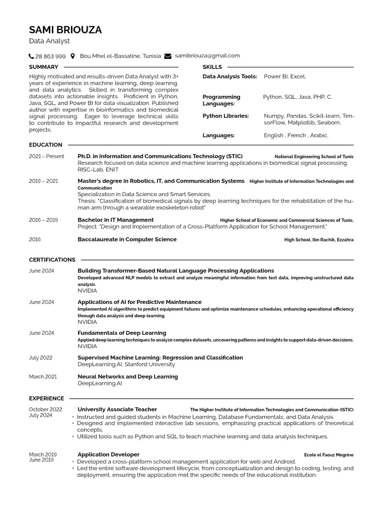 Sami Briouza CV | PDF | Deep Learning | Machine Learning