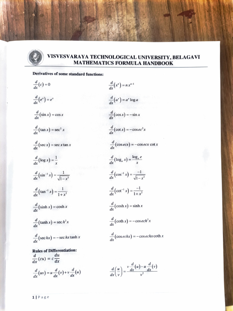 Math Formula 1St Year | PDF