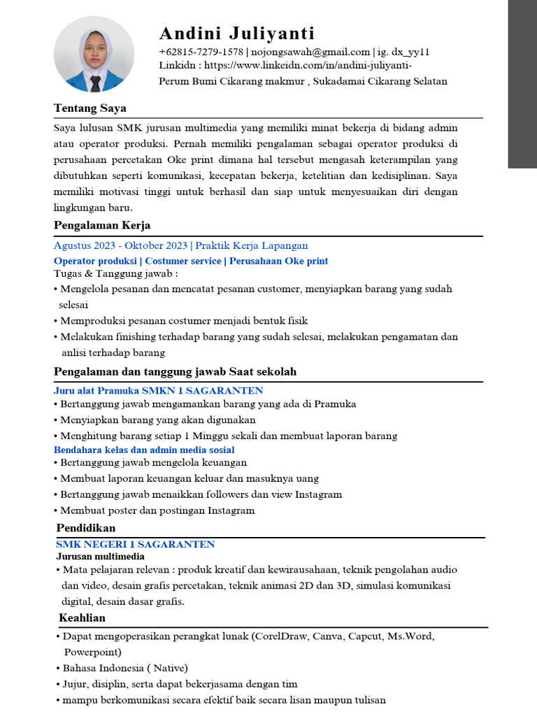 CV Dan Berkas Pendukung | PDF