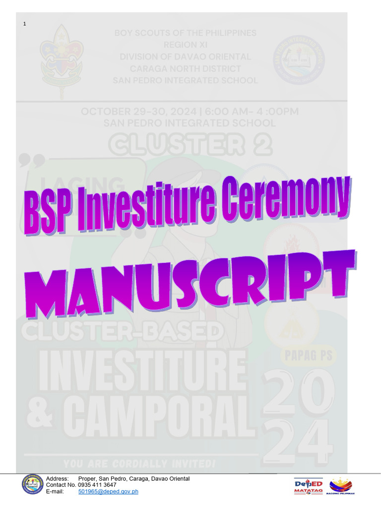 BSP Investiture Manuscript - Cluster2 | PDF