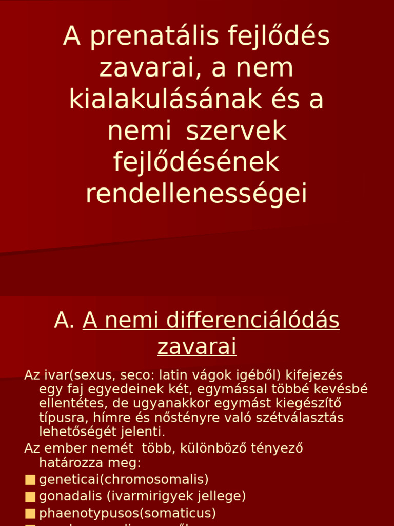 16.A Prenatális Fejlodés Zavarai, A Nem Kialakulásának | PDF