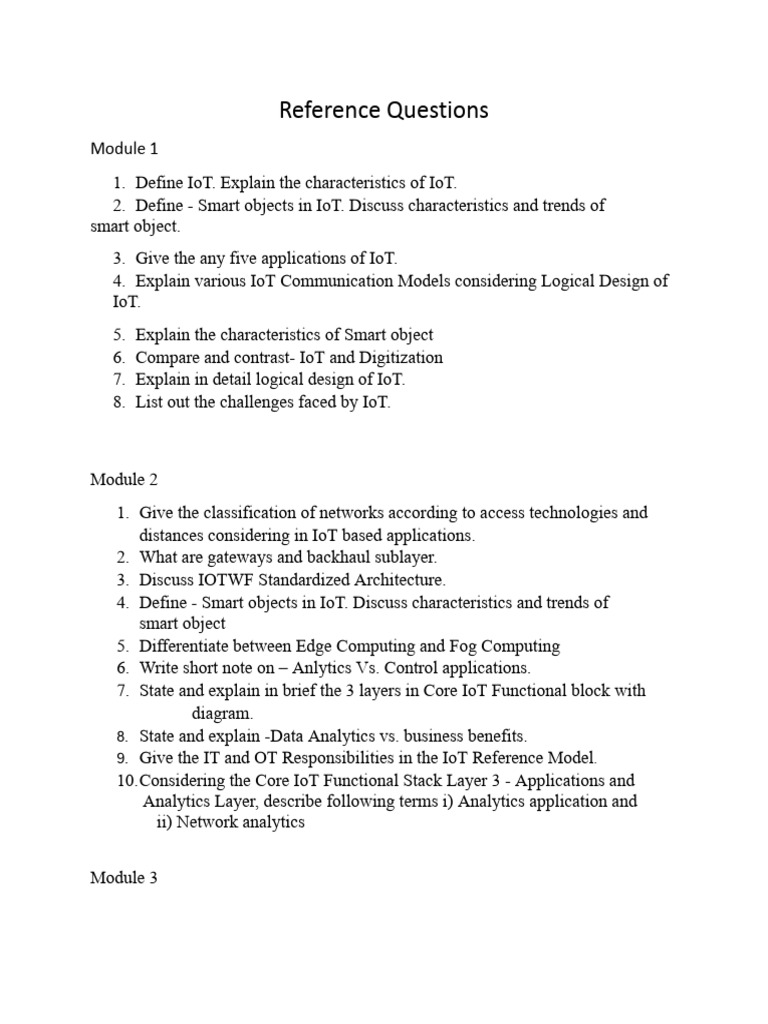 Reference Questions | PDF | Internet Of Things | Analytics