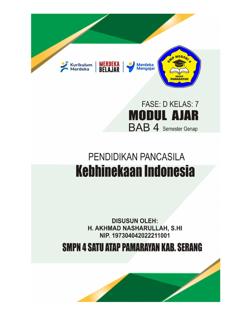 Modul Ajar Pend. Pancasila BAB 4 Kelas 7 - SMT 2 | PDF | Kesehatan Holistik