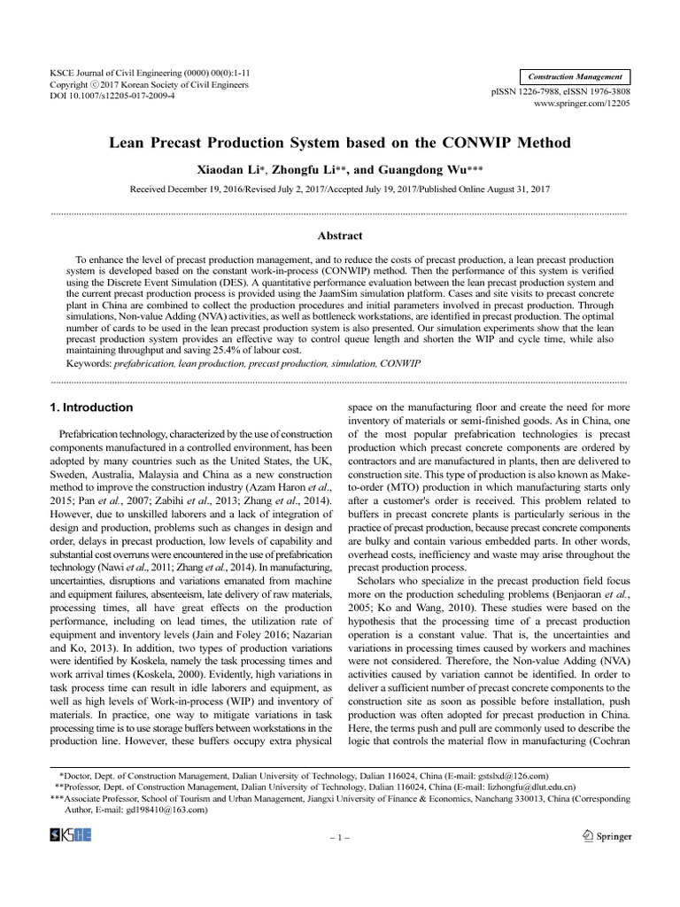 Lean Precast Production System Based On The CONWIP Method | PDF ...