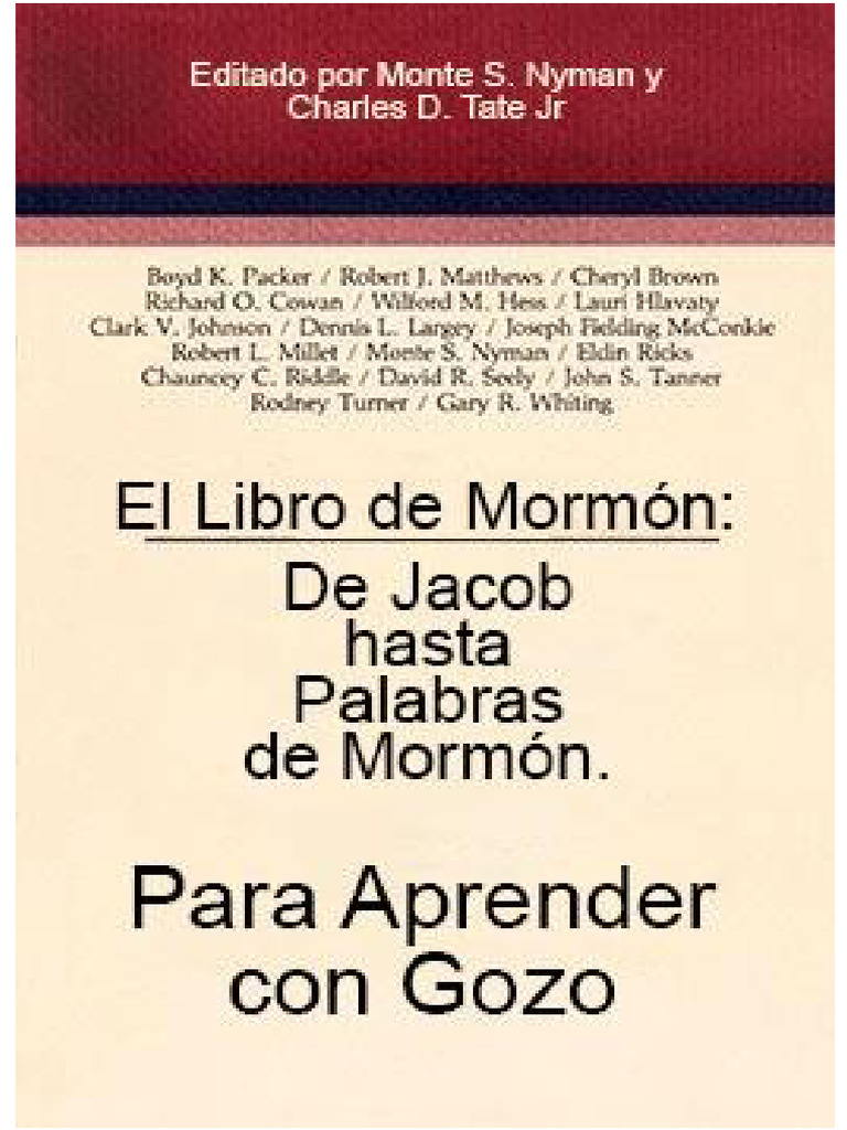 4 de Jacob Hasta Palabras de Mormón para Aprender Con Gozo Monte S ...