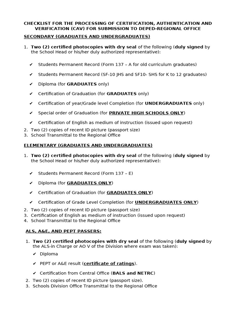 Checklist and Templates For DO 048, S. 2017 Reiteration For Attachment ...