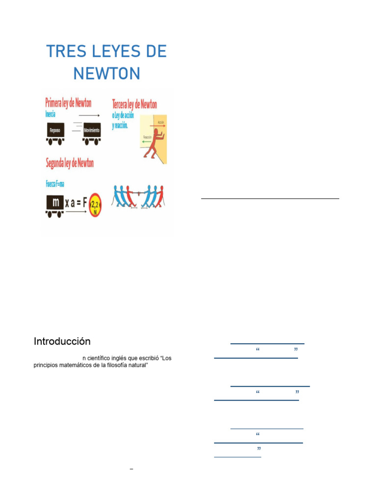 Tres Leyes de Newton | PDF | Fuerza | Las leyes del movimiento de Newton
