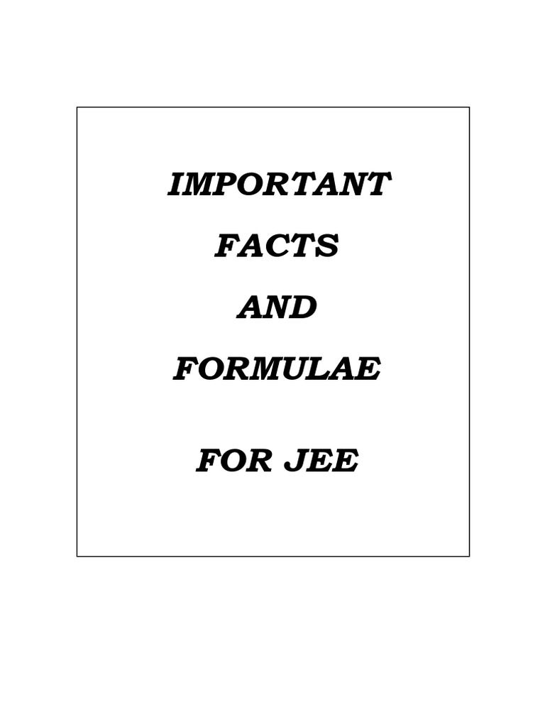 Chemistry Formula Chart for JEE | PDF | Business