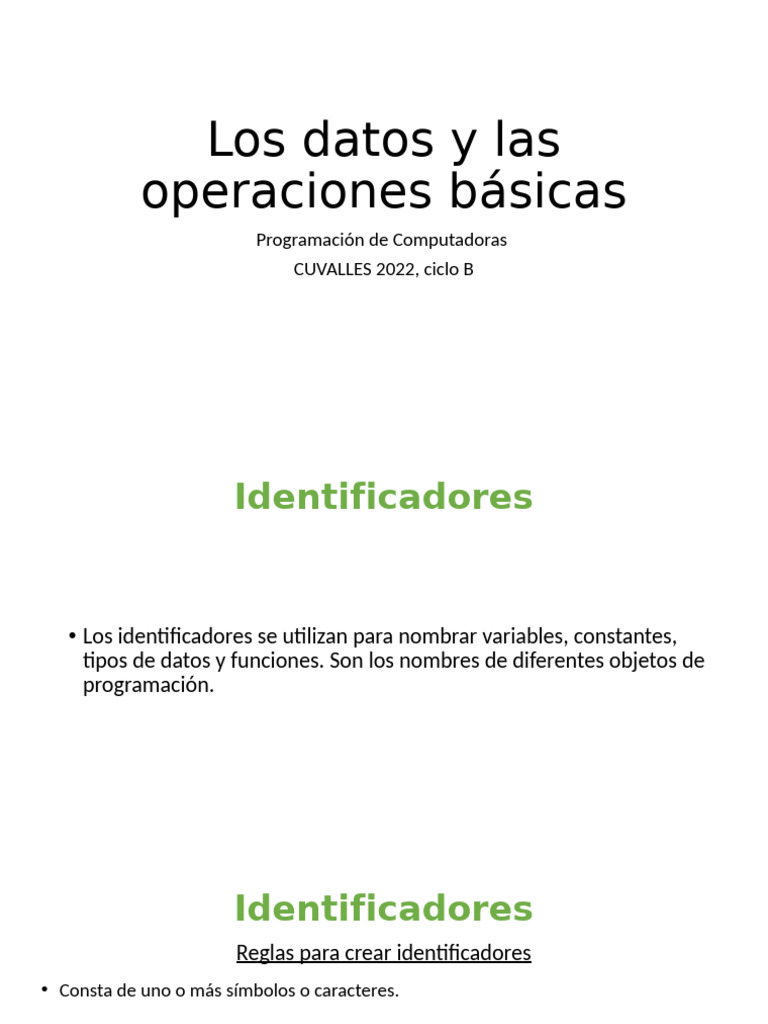 Los Datos, Identificadores y Tipos | PDF | Tipo de datos | Variable ...