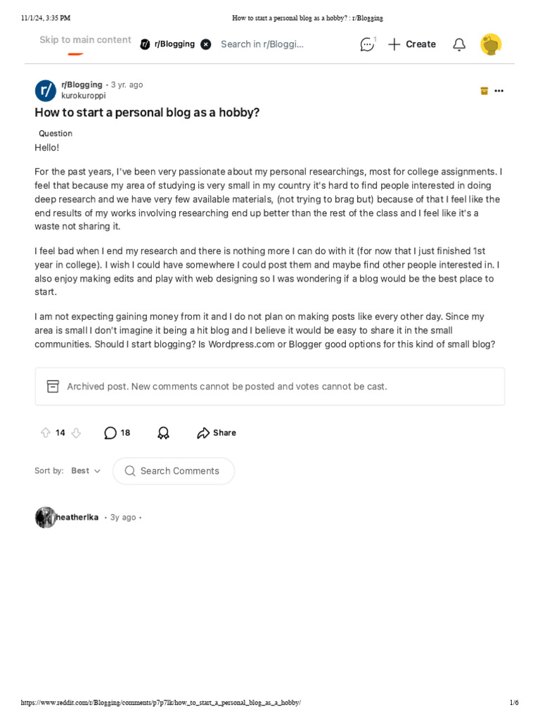 How To Start A Personal Blog As A Hobby - R - Blogging | PDF | Word ...