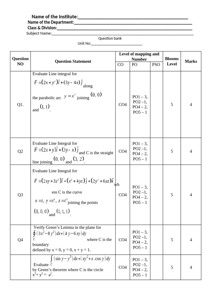 Question Bank Unit 5 Pdf Mathematical Objects Mathematical Physics 