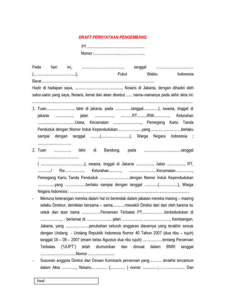 Contoh Surat Pernyataan Notaris | PDF