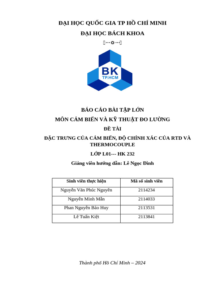 BTL - Cảm biến và kỹ thuật đo lường HK232 | PDF