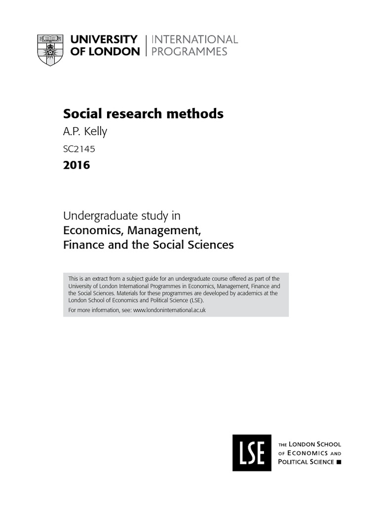 Social Research Methods - A.P. Kelley - 2016 | PDF | Social Research ...