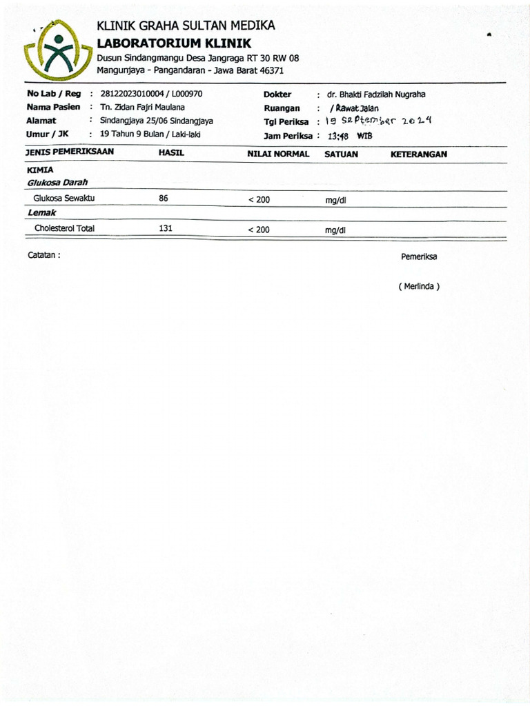 Kesehatan Zidan | PDF