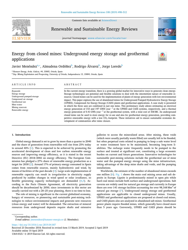 Underground Energy Storage in Mines | PDF | Energy Storage | Heat Pump