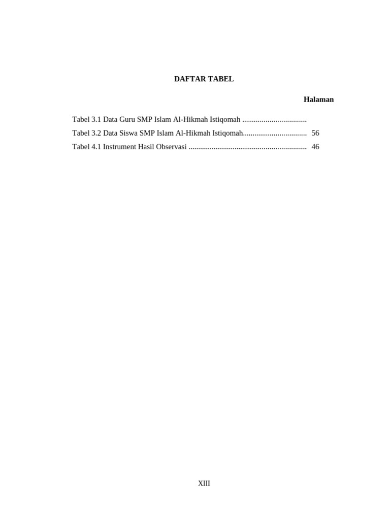 Daftar Tabel | PDF