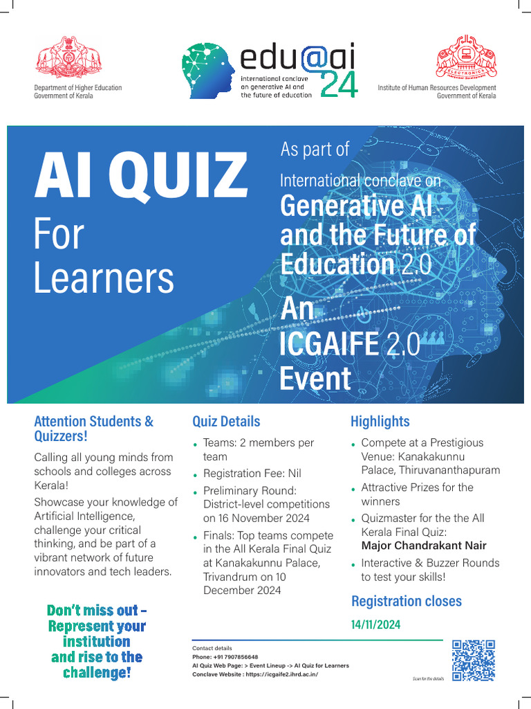 AI Quiz for Kerala Students 2024 | PDF