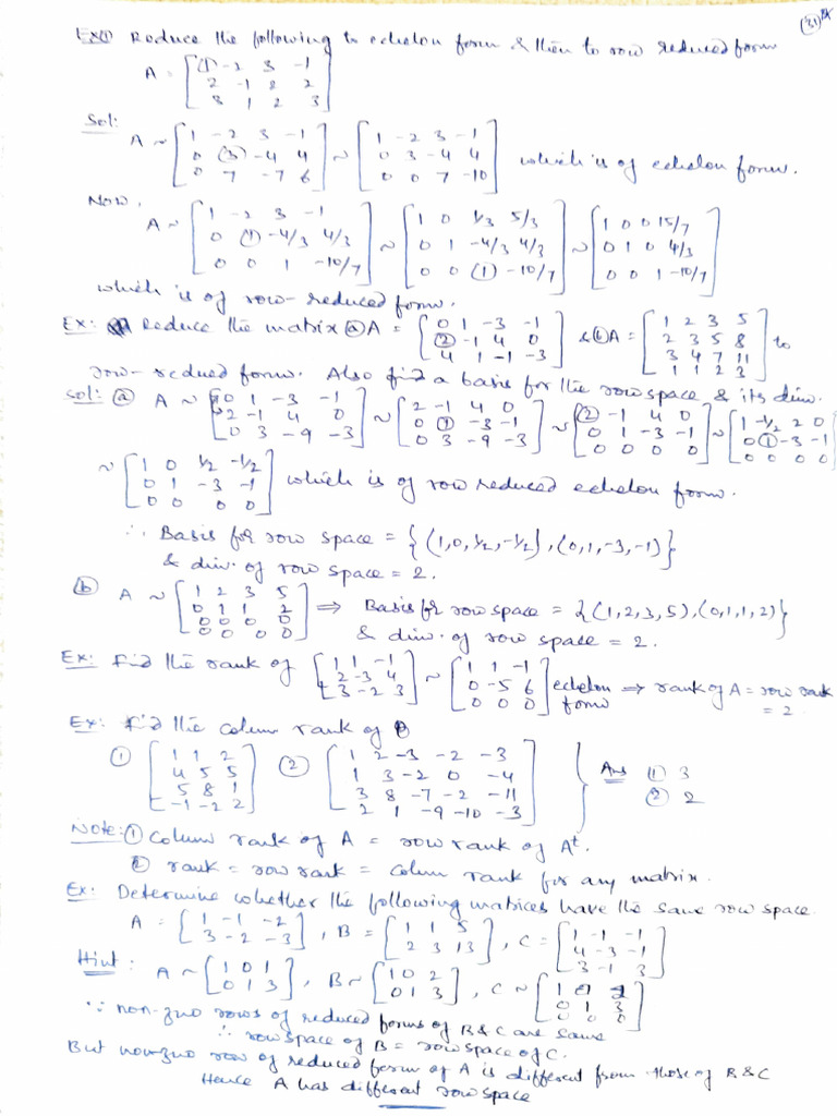 Problems On Row, Column Spaces and Coordinate Vectors | PDF | Operator Theory | Abstract Algebra