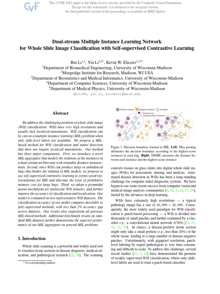 Li Dual-Stream Multiple Instance Learning Network For Whole Slide Image ... Li Dual-Stream Multiple Instance Learning Network For Whole Slide Image ...