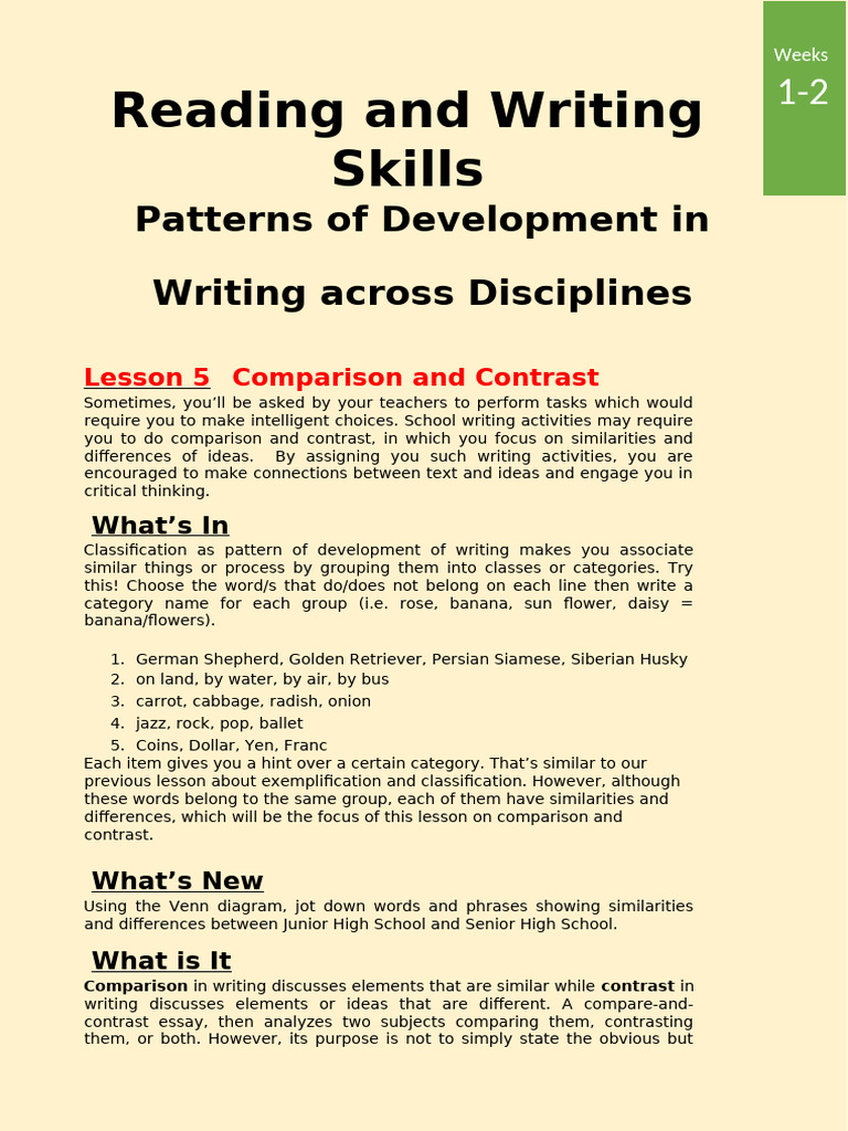 RWS - Lesson Week 2 | PDF | Argument