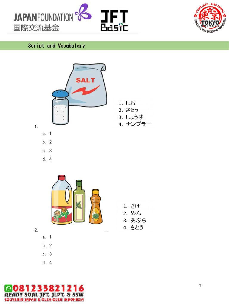 Soal JFT Basic Level Intermediate 10 | PDF