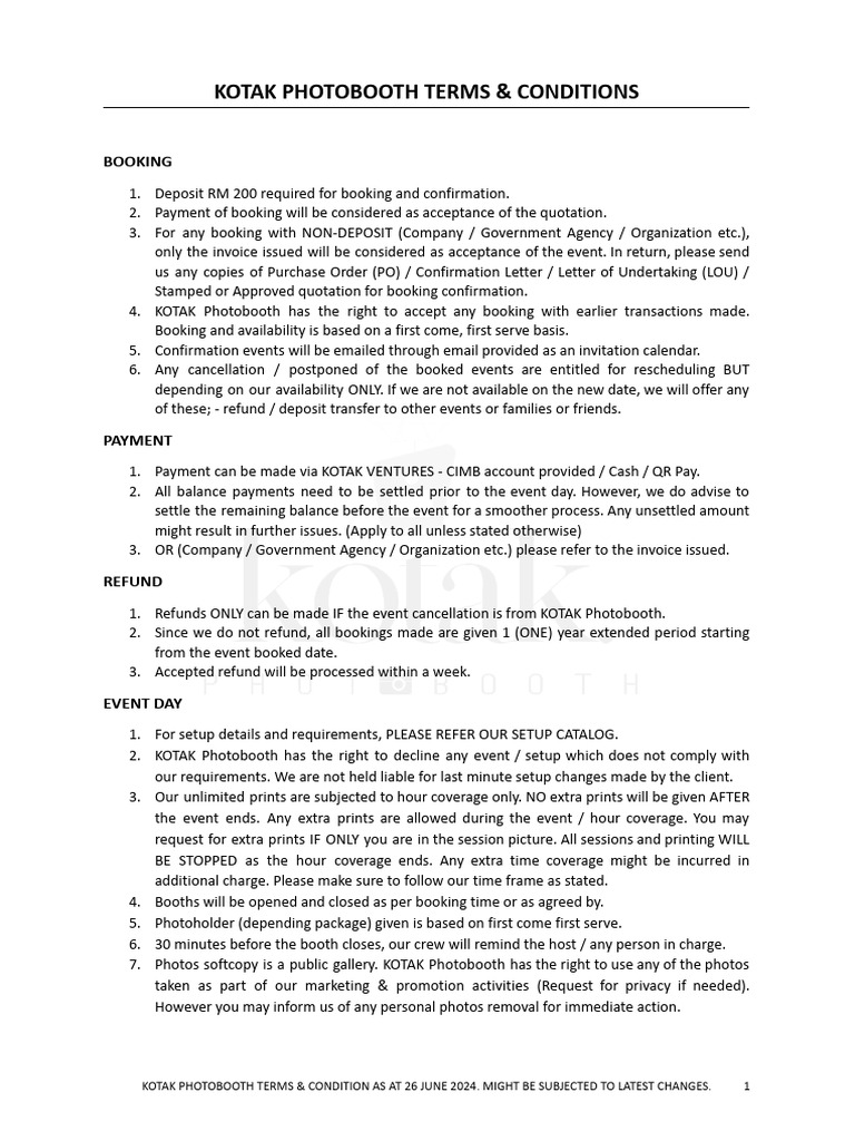 TNC Kotak 2024 | PDF | Payments