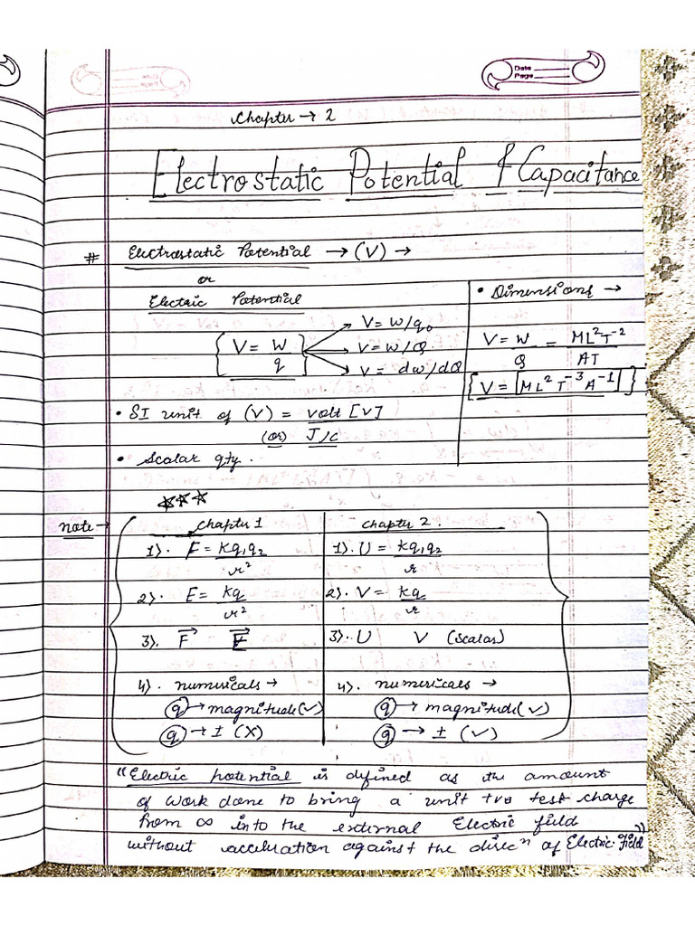 Chapter 2 Electrostatic Potential and Capacitance | PDF