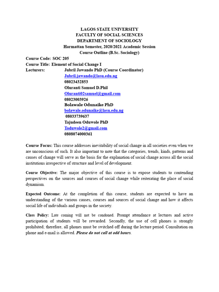 Soc 205 Course Outline 202021 Session | PDF | Liberal Arts Education ...